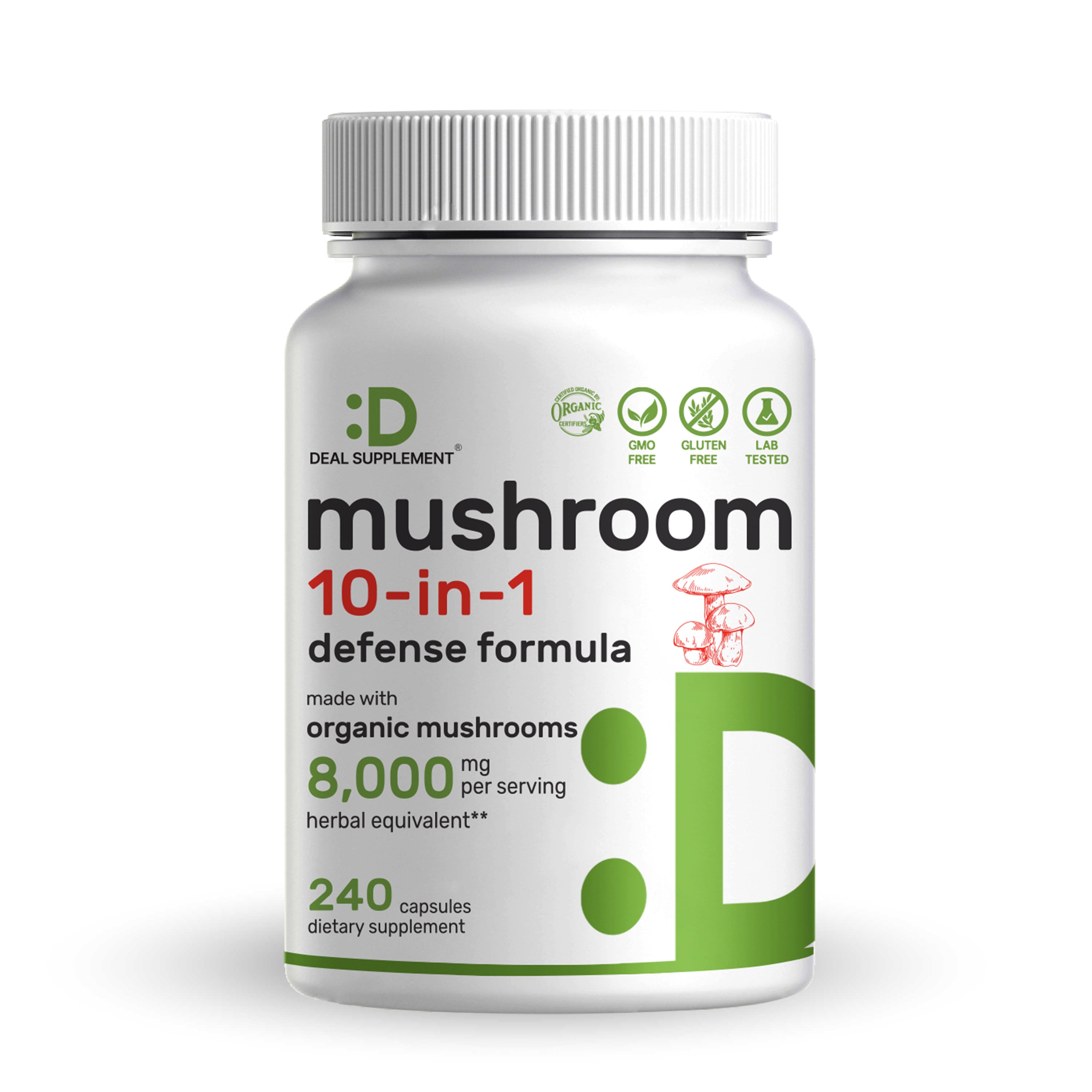 Organic Mushroom Supplement, 8,000mg Per Serving, 240 Capsule – Deal ...