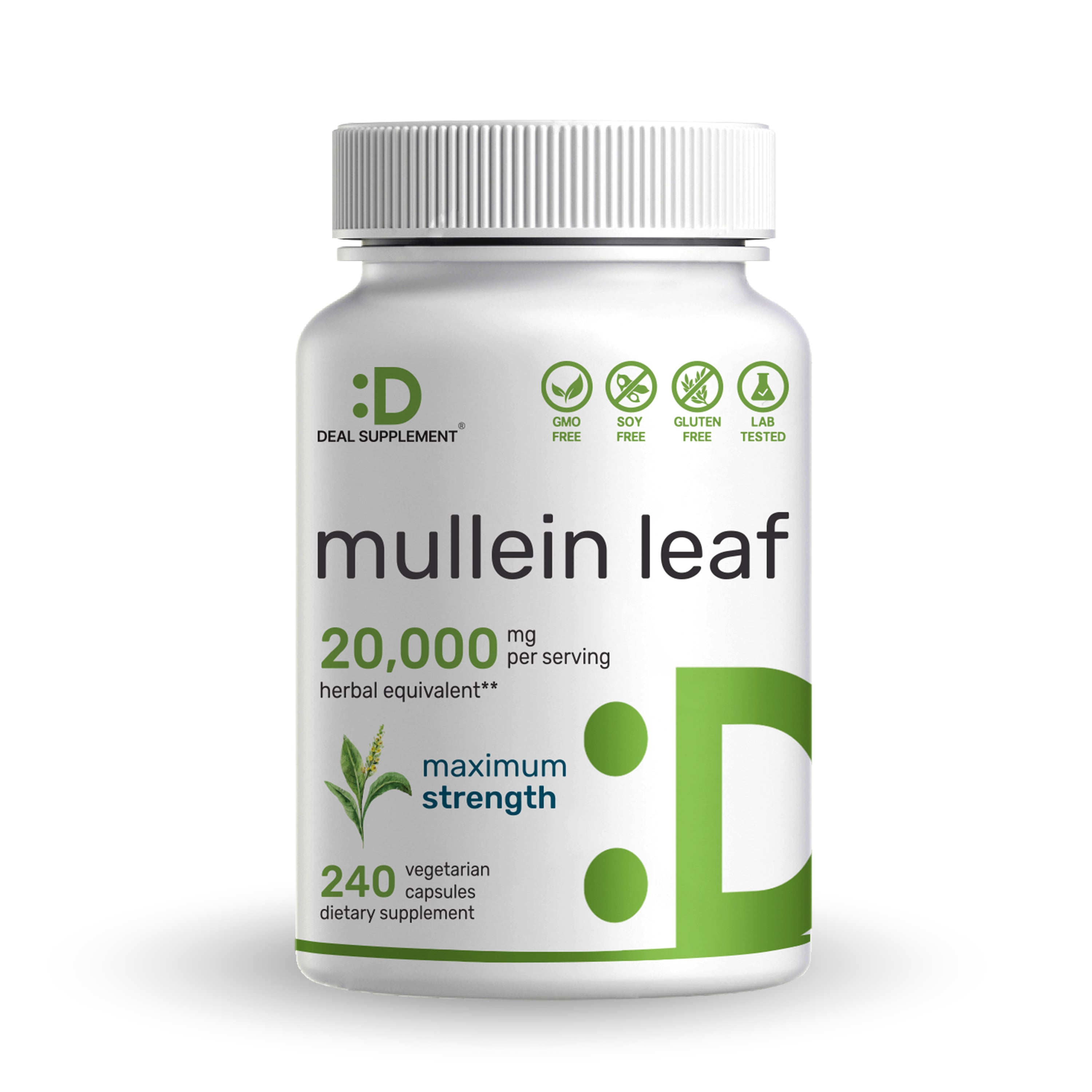 Mullein Leaf 20,000mg Herbal Equivalent, 240 Veggie Capsules – Deal ...