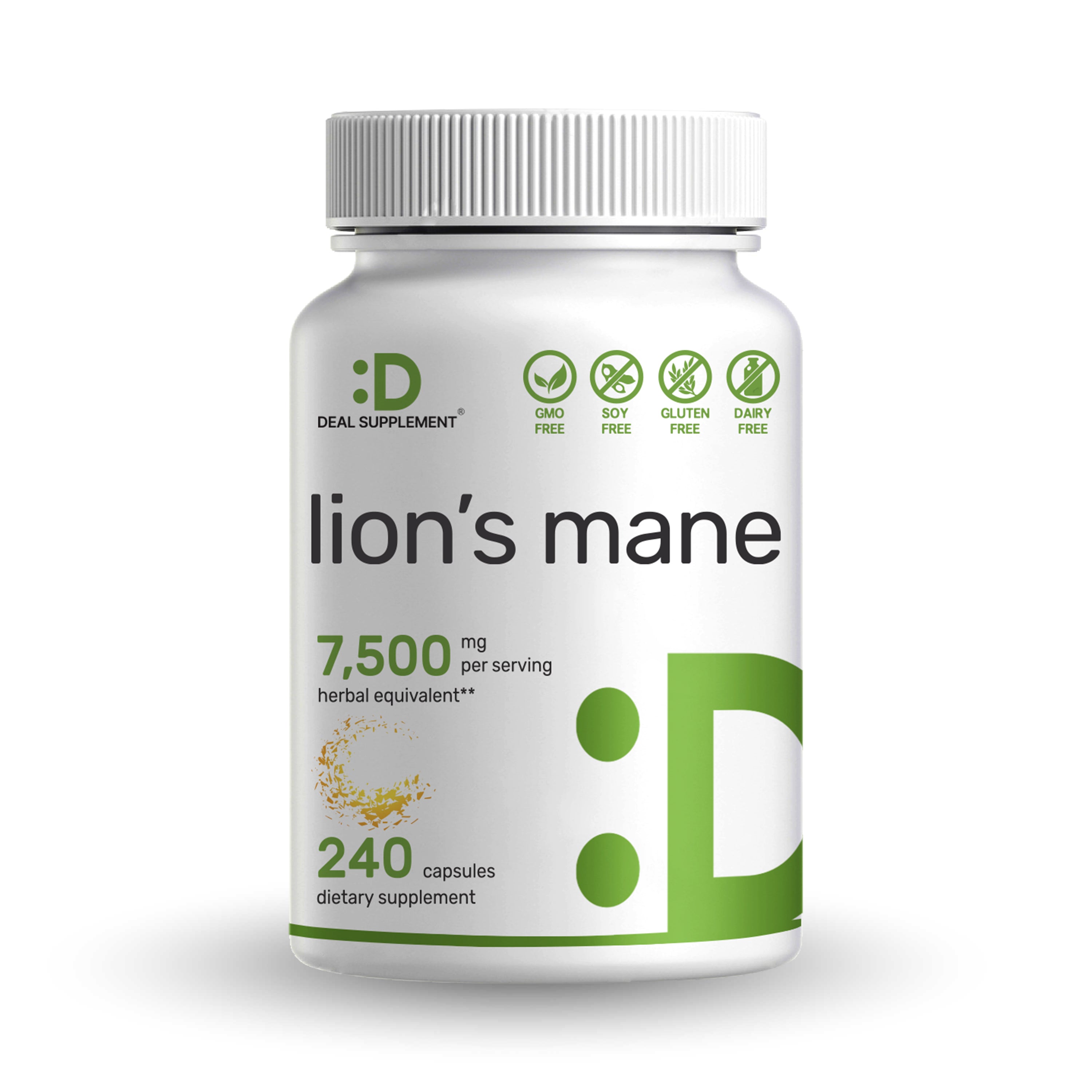 Lions Mane Mushroom Supplement, 7,500mg Per Serving, 240 Capsules ...