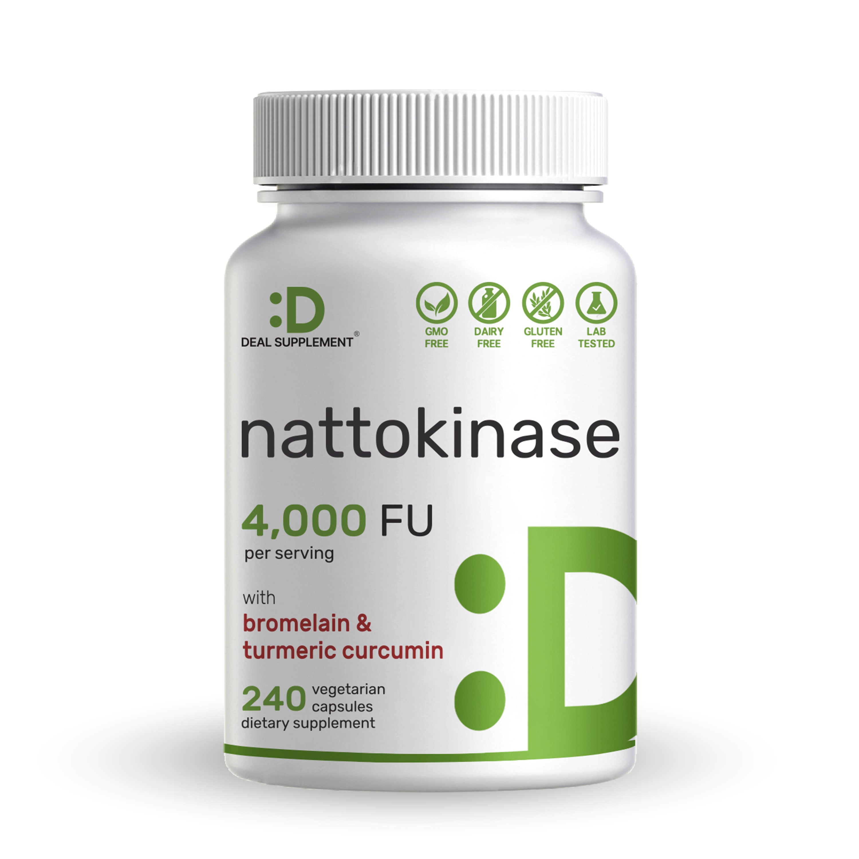Nattokinase 4,000 FU Per Serving, 240 Veggie Capsules – Deal Supplement