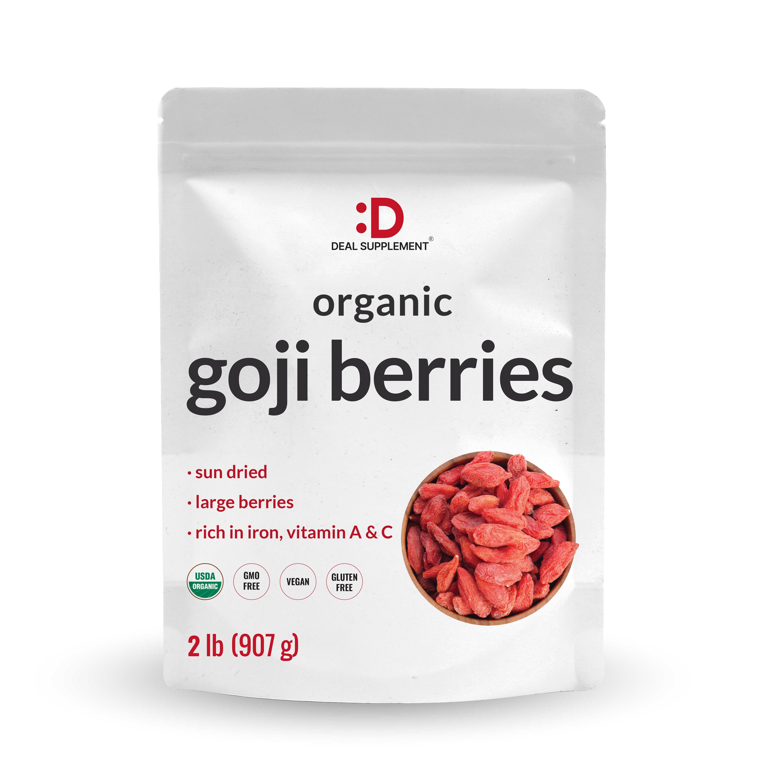 Sun Dried Organic Goji Berries, 2lbs – Deal Supplement